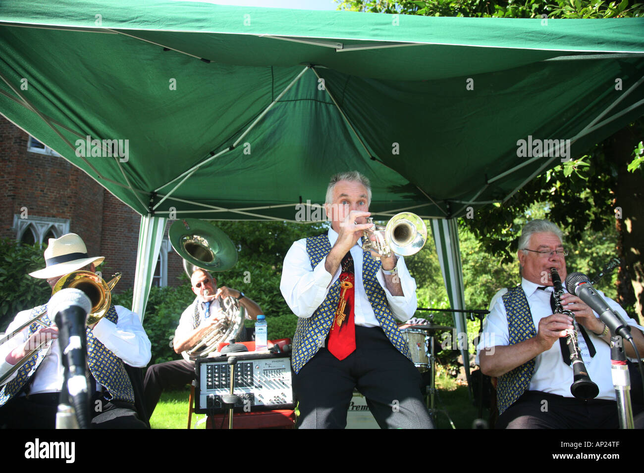 Jazz band playing at a fete Stock Photo - Alamy