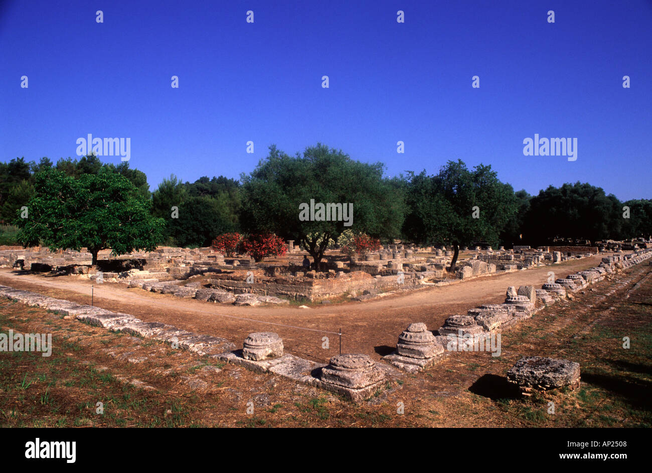 Column bases of the Ionic colonnade that surrounded the Leonidaion in ...