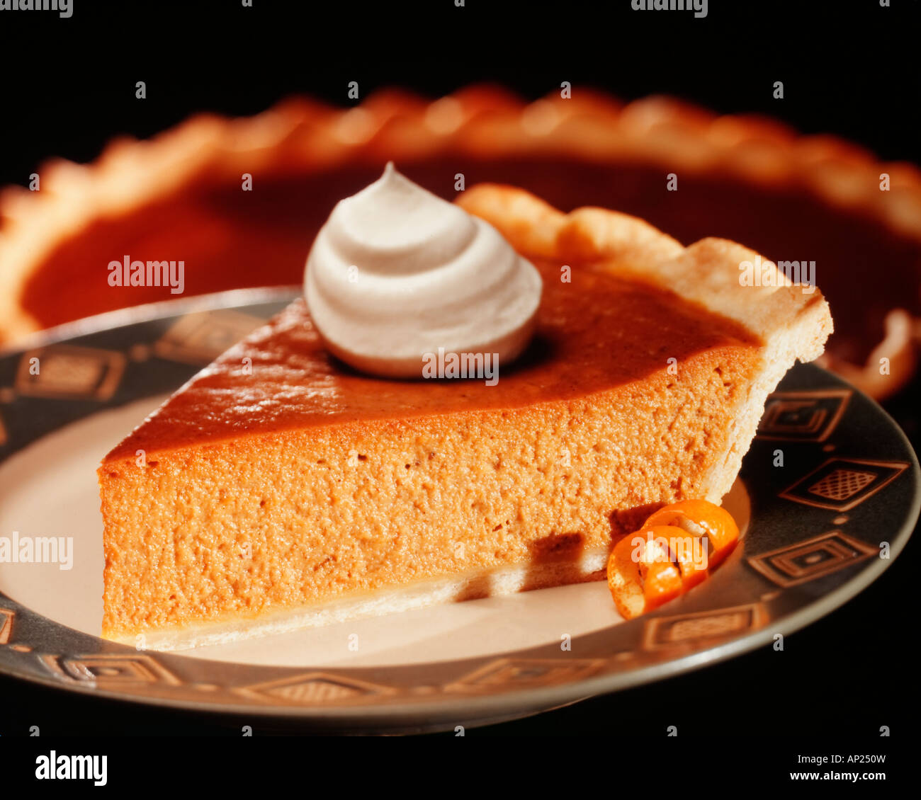 Pumpkin Pie Slice Stock Photo - Alamy