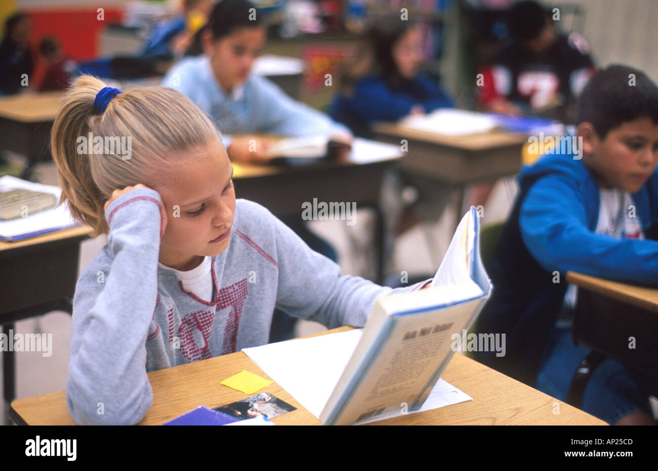 Children reading in an Elementary school classroom in Brandon Florida ...