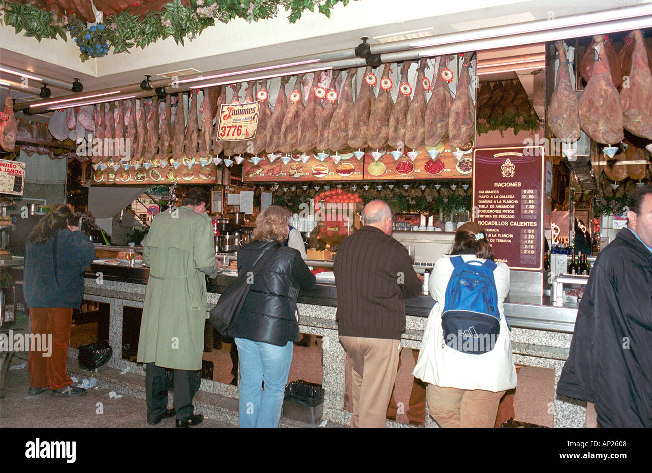Stand up diners in a deli carniceria in Madrid Spain Stock Photo - Alamy