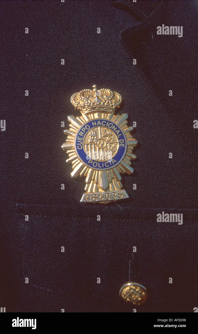 The badge of the National Police in Spain Stock Photo - Alamy