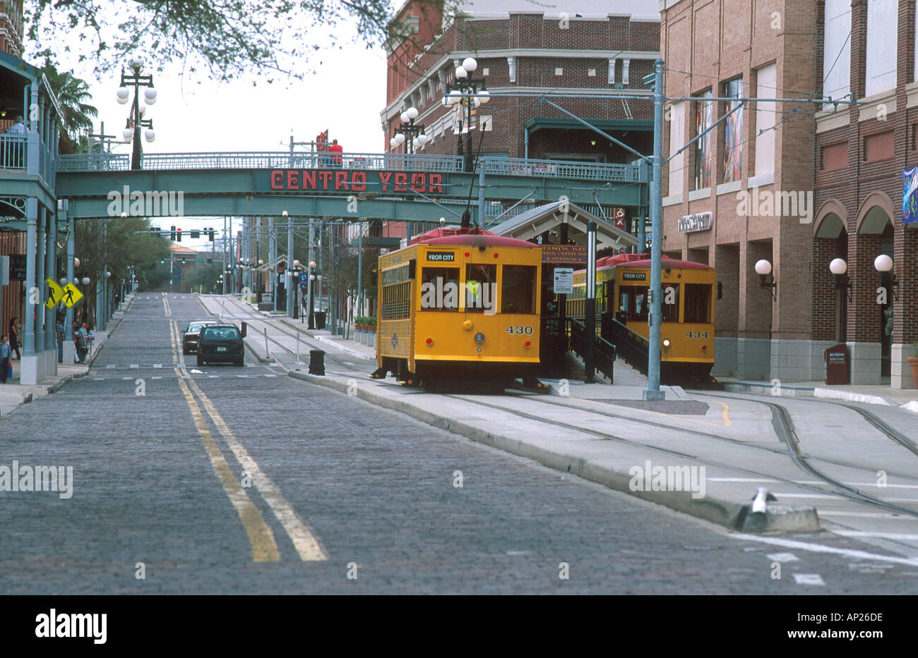 Trolley street car in Ybor City Tampa Florida Stock Photo - Alamy