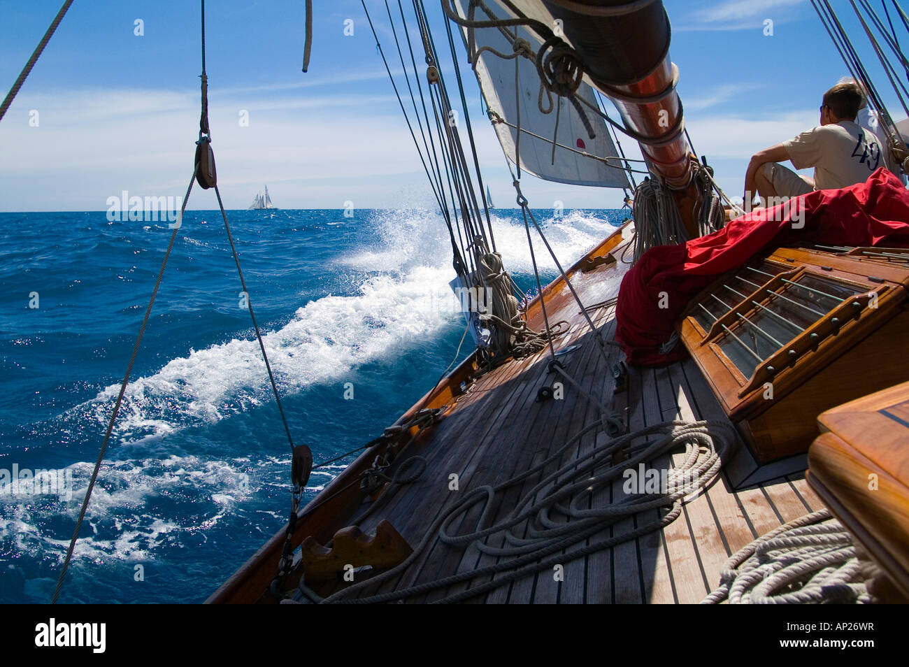 Sailing on a classic yacht Stock Photo - Alamy
