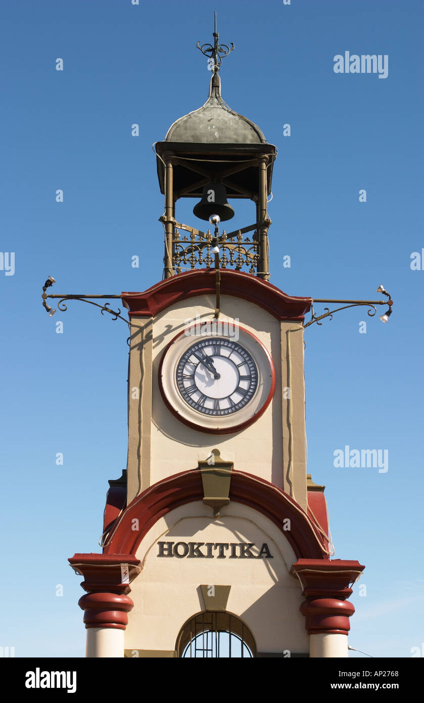 NEW ZEALAND Hokitika Clock and bell tower in town known for jade art ...