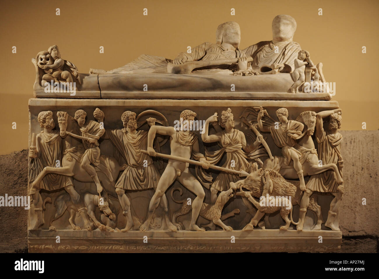 Sarcophagus with the Calydonian boar hunt, Capitoline Museum, Musei ...
