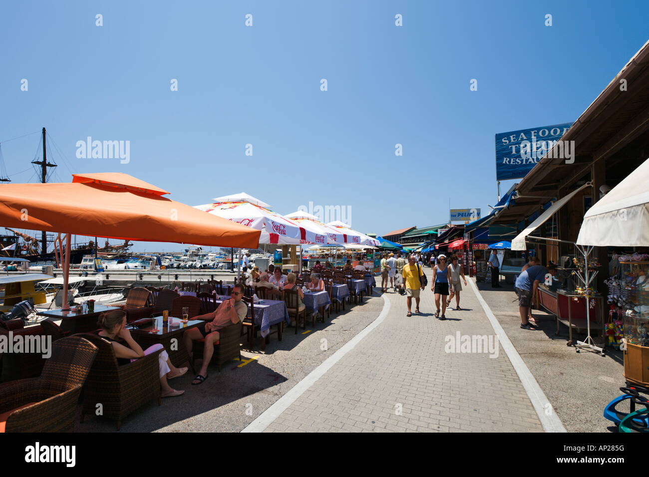 Harbourfront Shops and Restaurants, Paphos, West Coast, Cyprus Stock ...