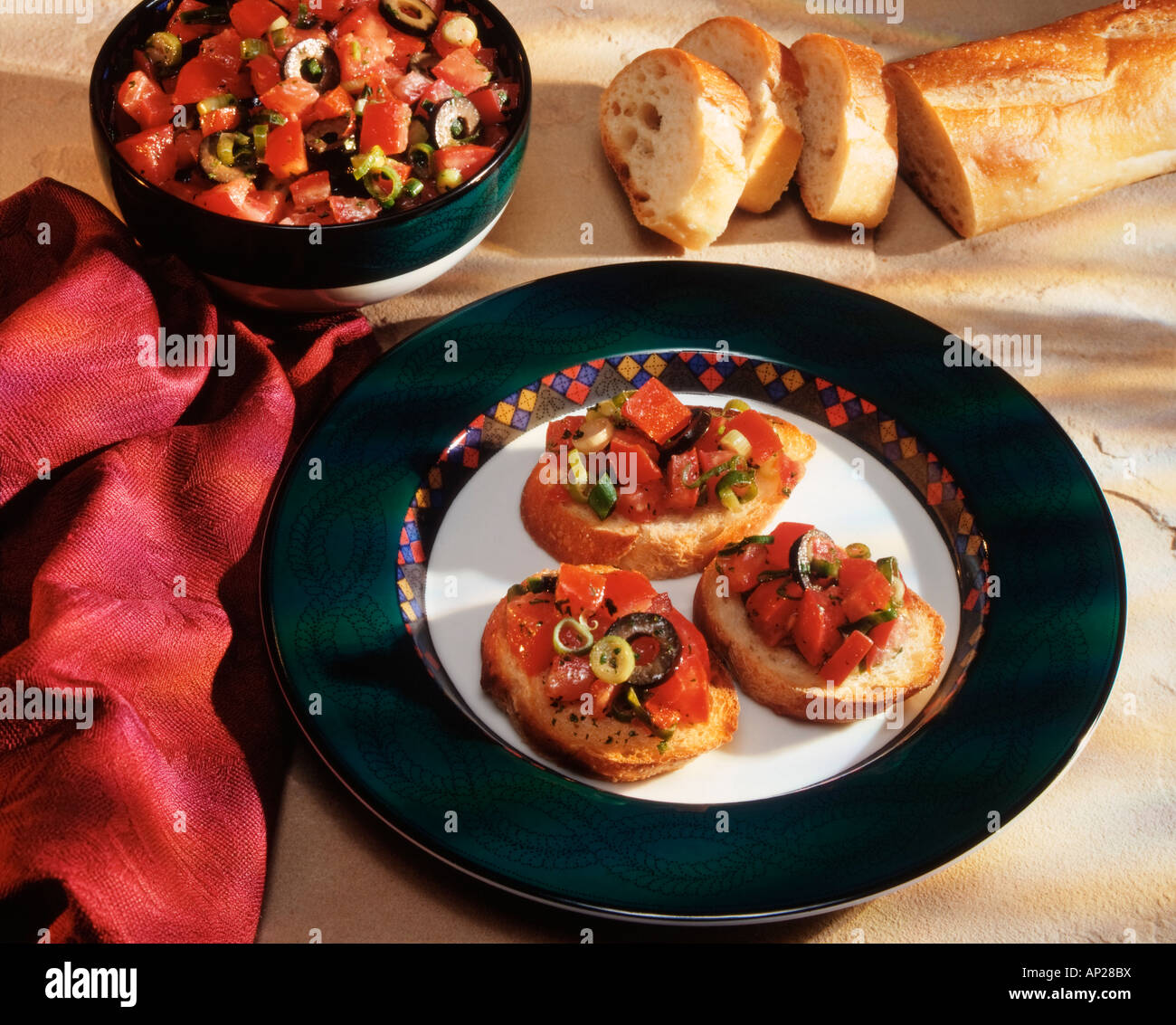 Bruschetta with Herbs on toasted Italian Bread Stock Photo - Alamy