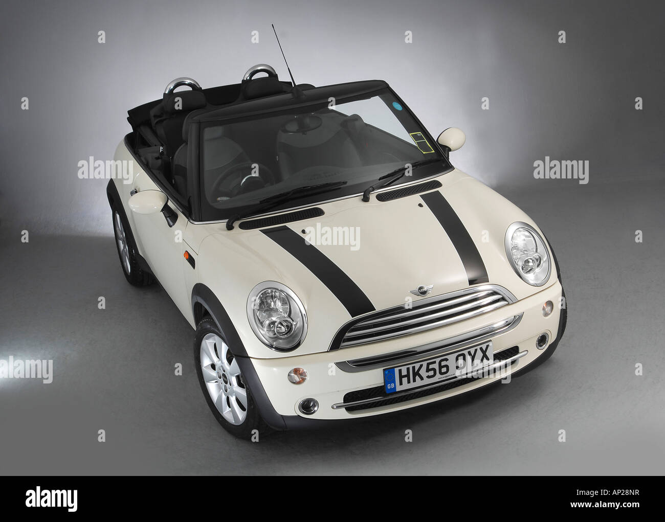Mini Cooper high level view front studio photograph Stock Photo - Alamy