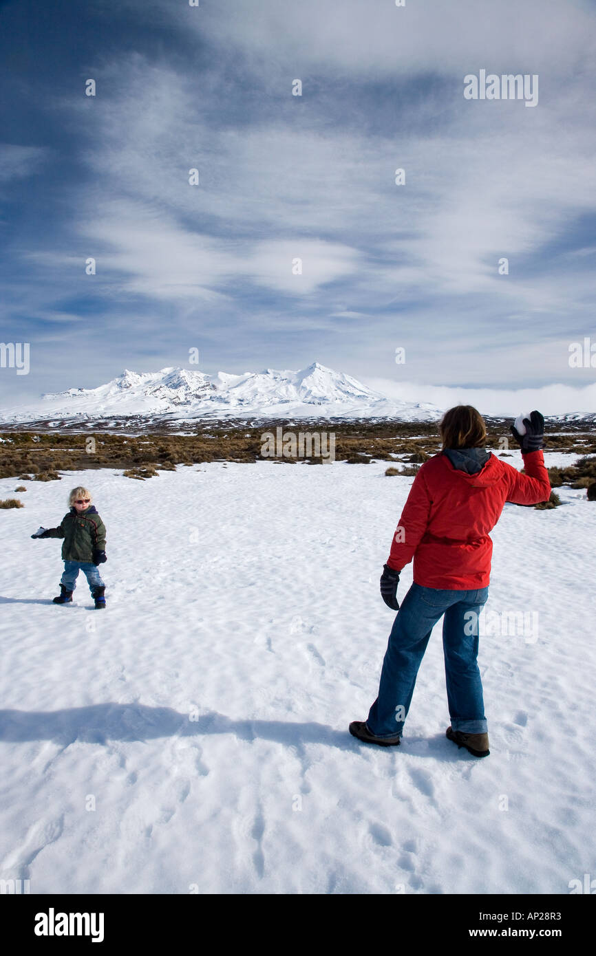 Snowball Fight Rangipo Desert and Mt Ruapehu Central Plateau North ...