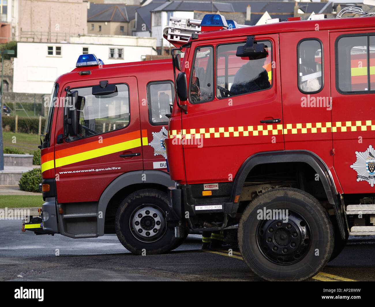 Two fire engines Stock Photo - Alamy