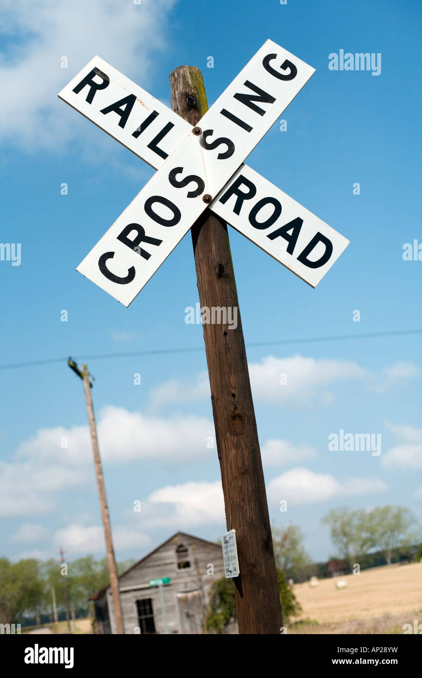 Railroad crossing warning sign in rural South Carolina Stock Photo - Alamy