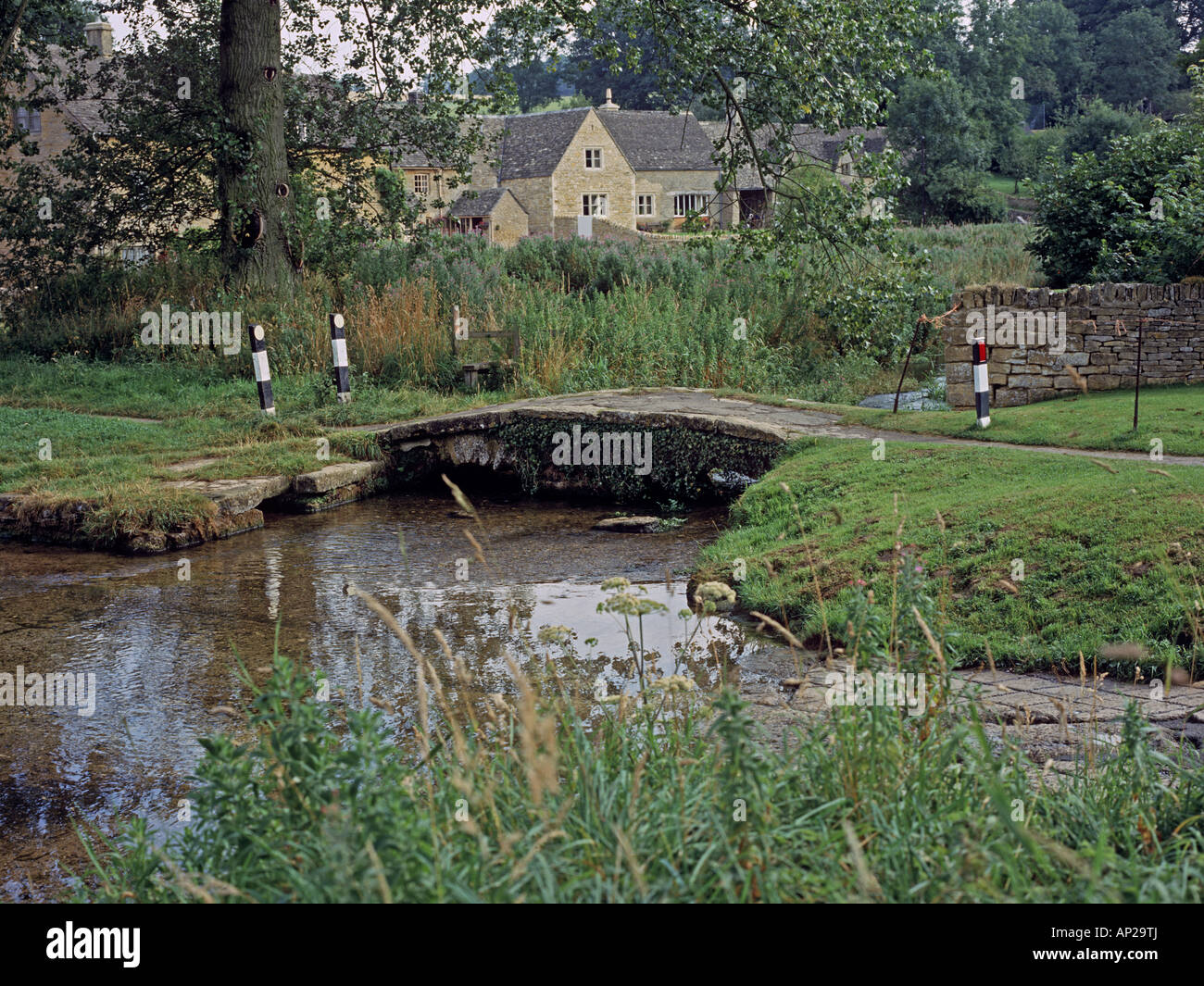 Ford and bridge over the River Eye at Upper Slaughter Gloucestershire ...