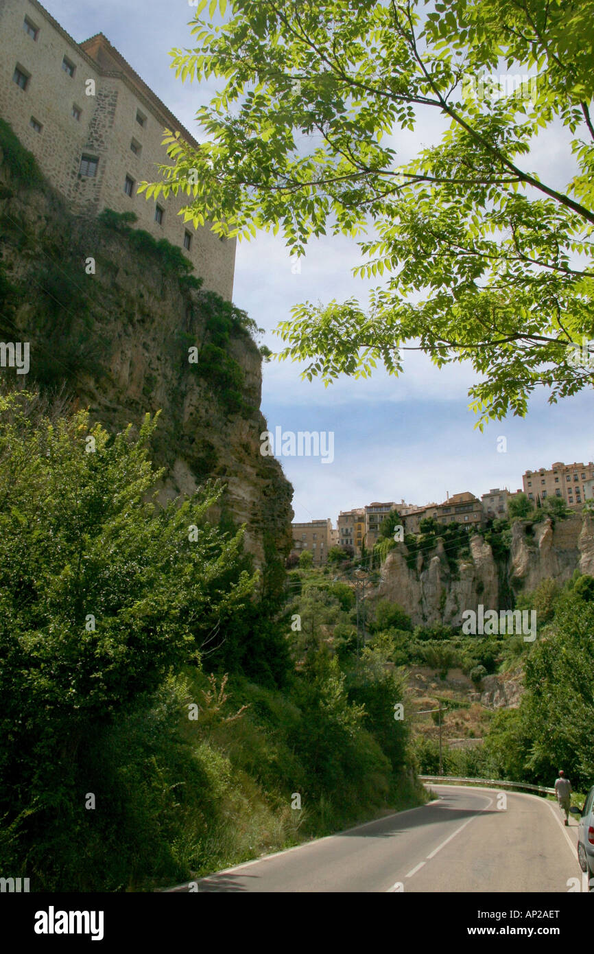 The hanging houses and cliffs of Cuenca Spain over the river gorge ...