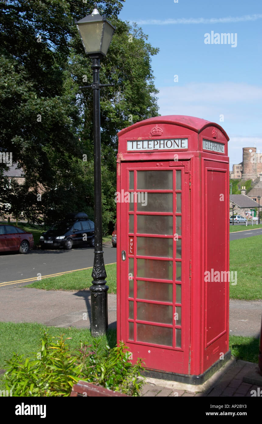 Red telephone box in rural setting Shot in Bamburgh Northumberland ...