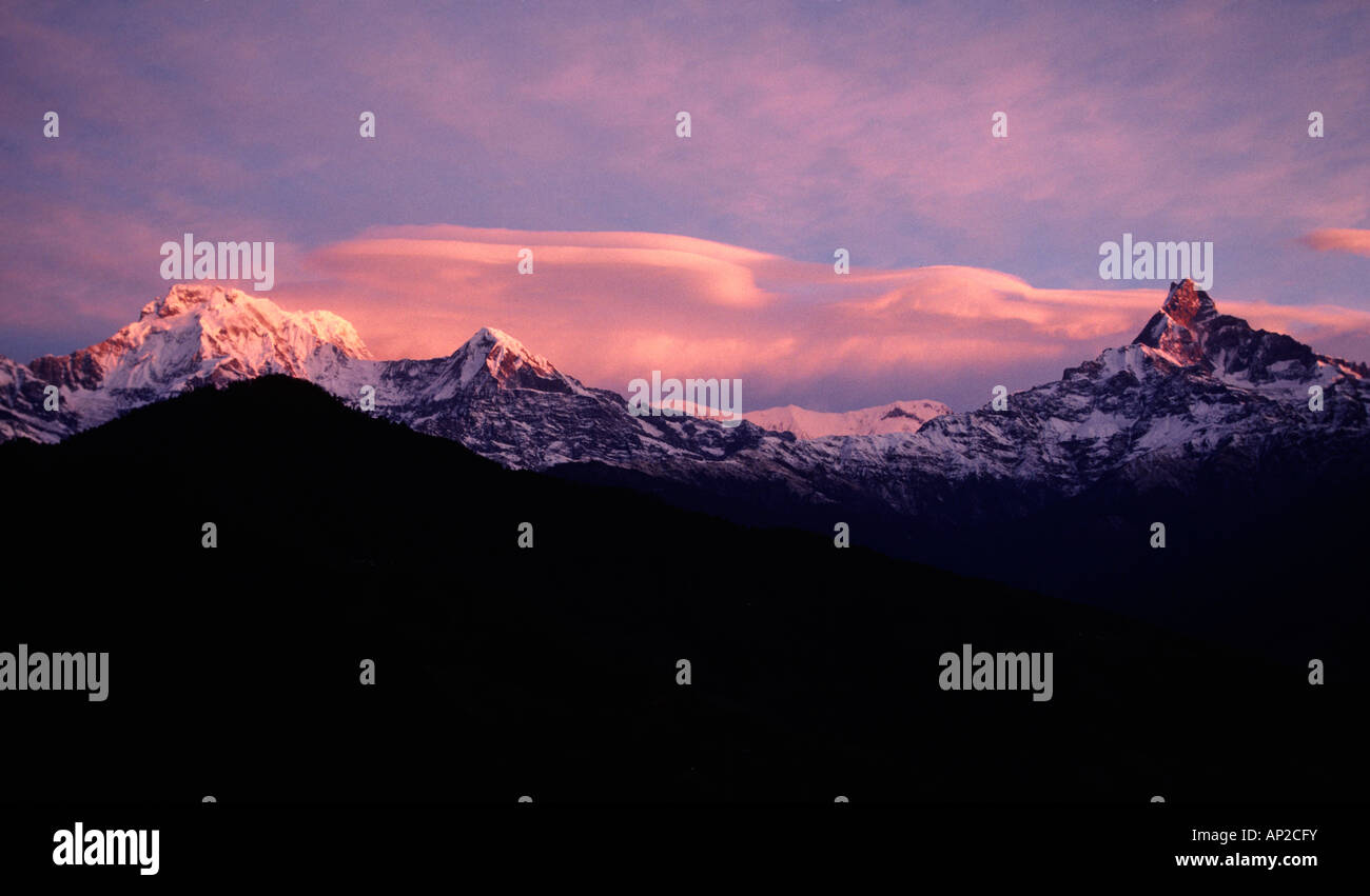 Himalayan SUNSET over holy MT MACHAPUCHARE Fish Tail and the ANNAPURNA ...