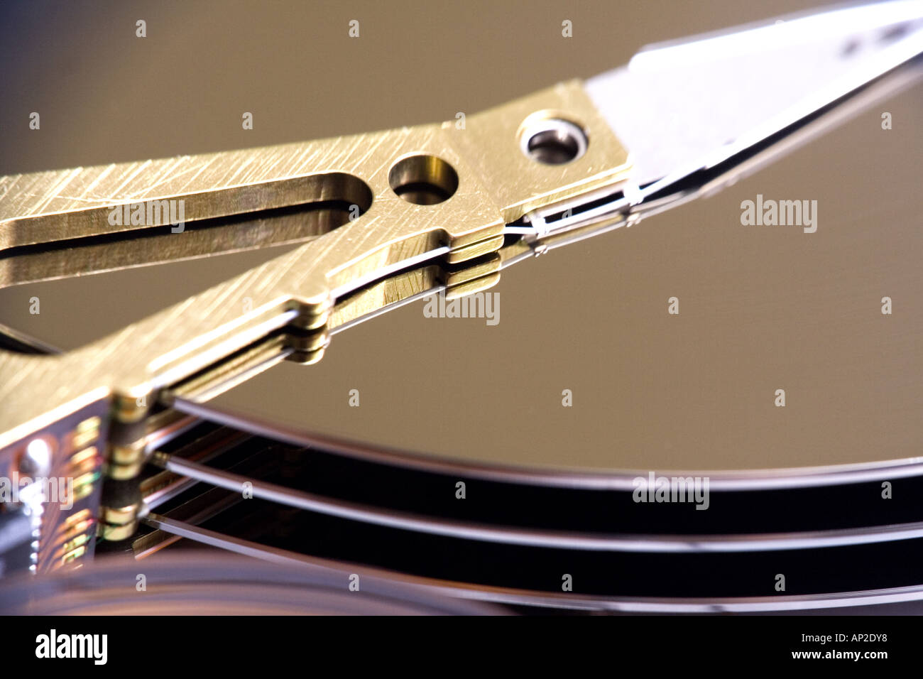 Hard drive internal arm closeup Stock Photo - Alamy