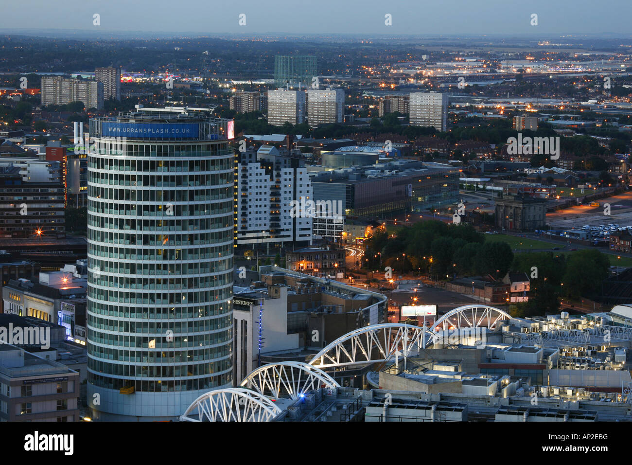 Birmingham city skyline showing Rotunda and Eastside Stock Photo - Alamy