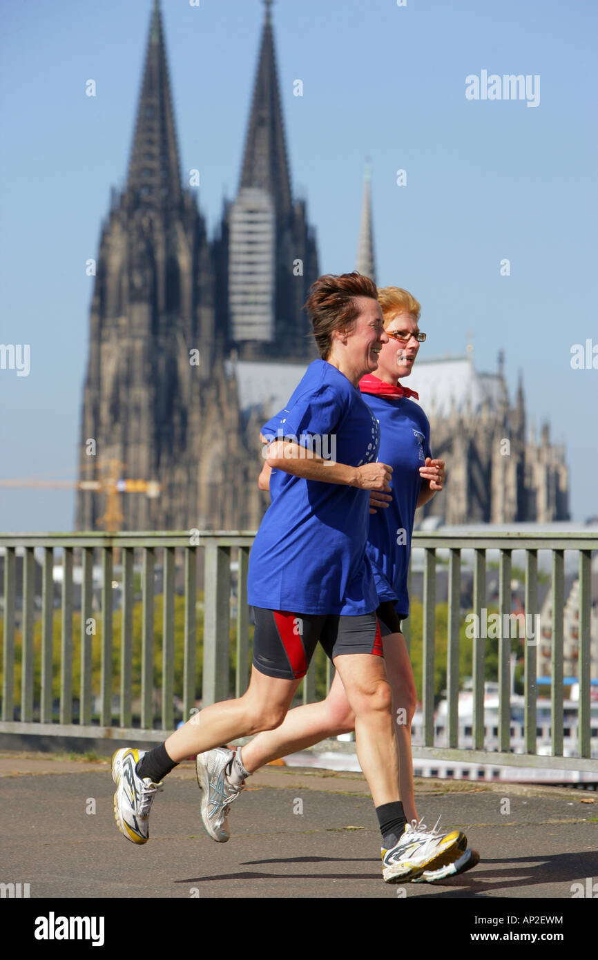 runners at the Cologne Marathon, Cologne Cathedral, Germany Stock Photo ...