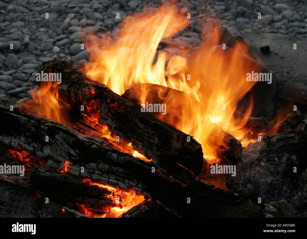 Flames in wood fire Stock Photo - Alamy