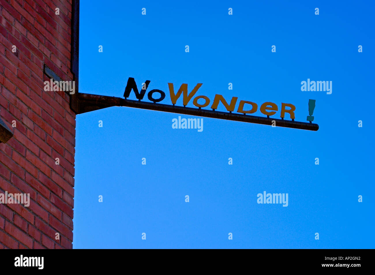 Sign on Building No Wonder Stock Photo - Alamy