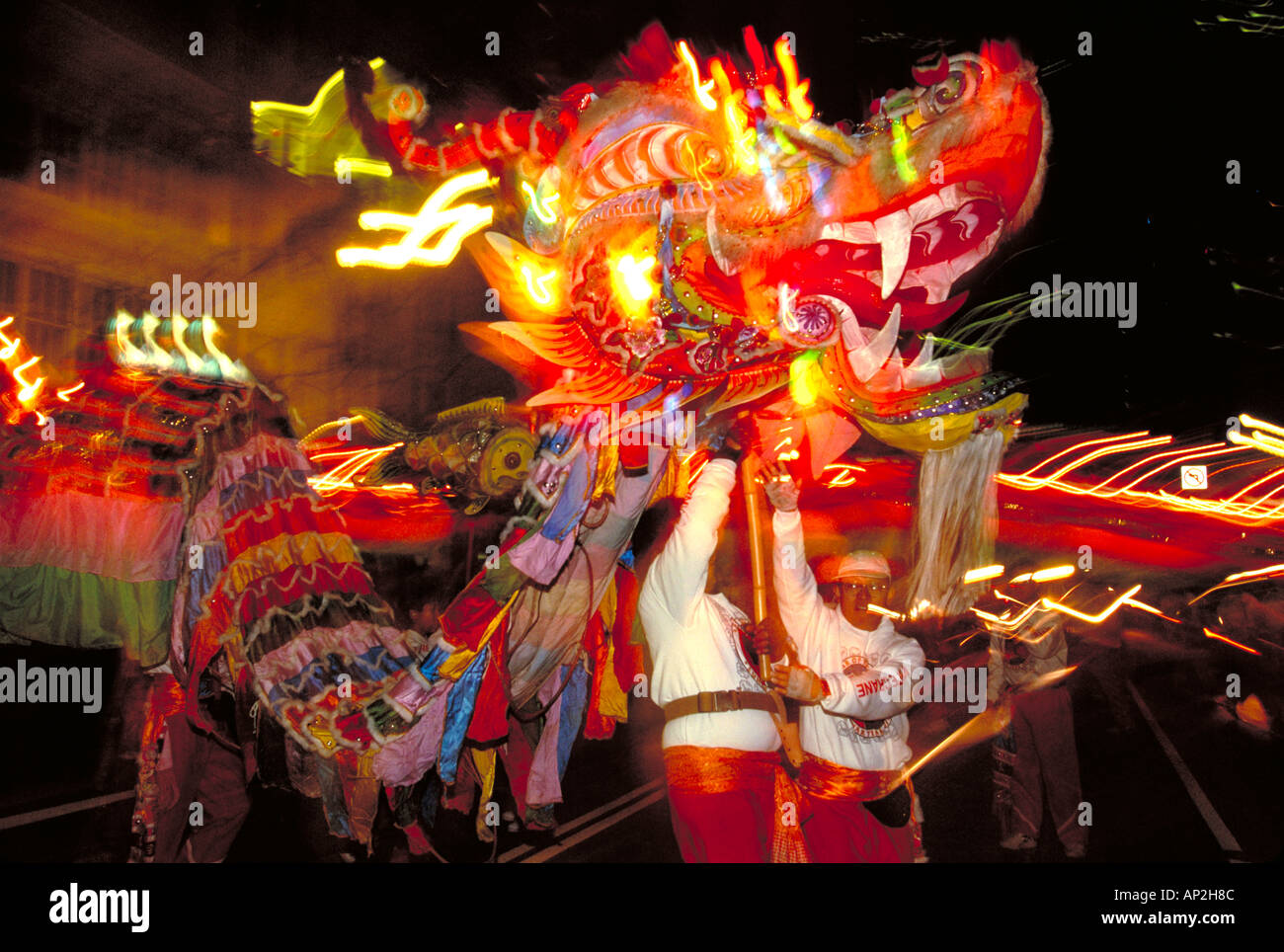 Chinese dragon lights street hi-res stock photography and images - Alamy