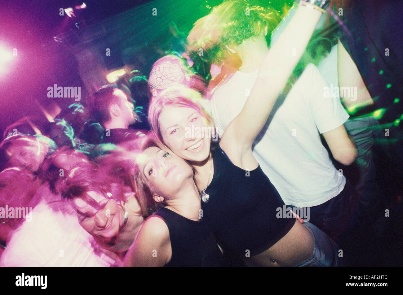 A group of young people, Teenager, dancing inside Discotheque Les Bains ...