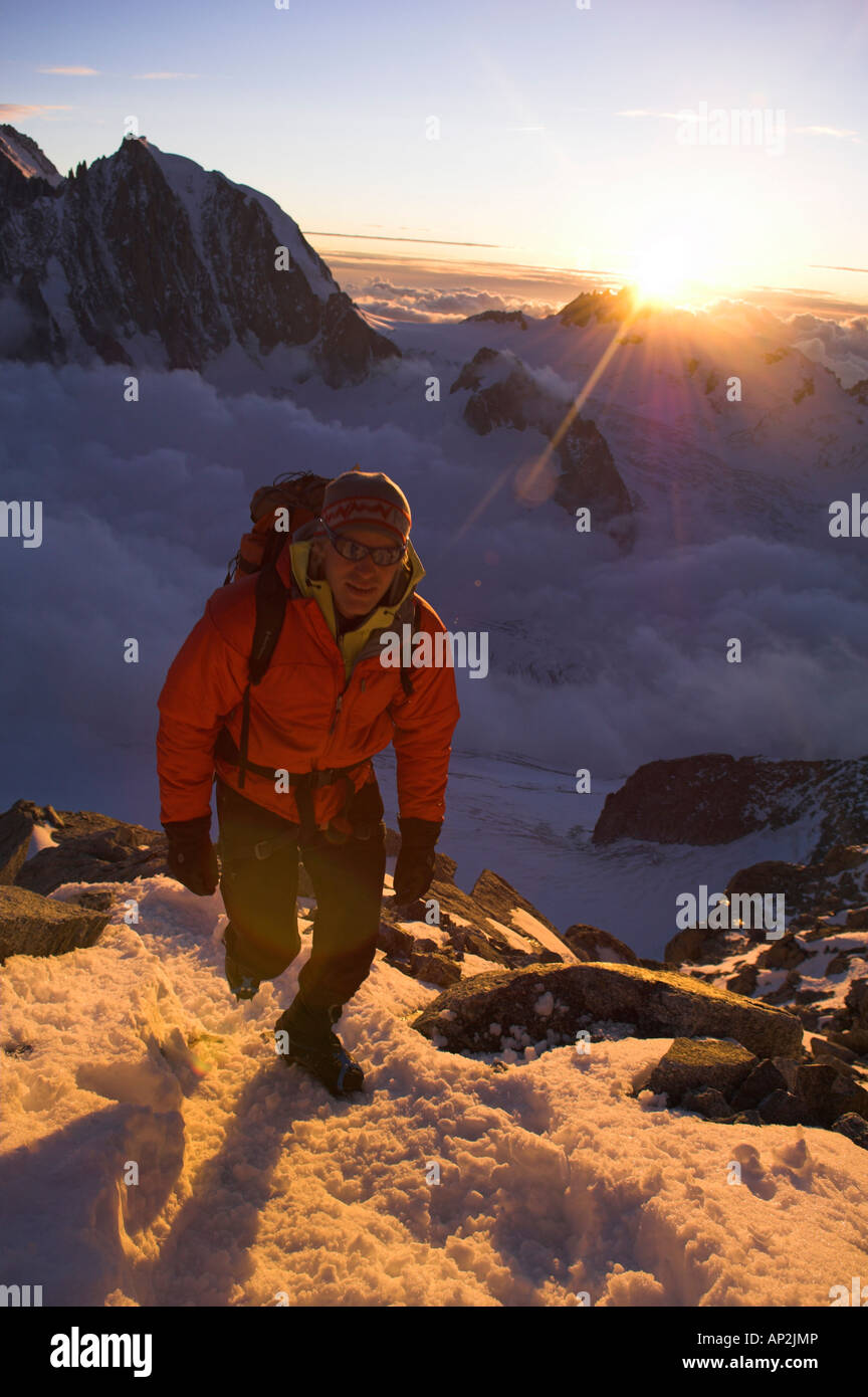 Albert Leichtfried during filming for Messners Alps, Dent de Geant ...