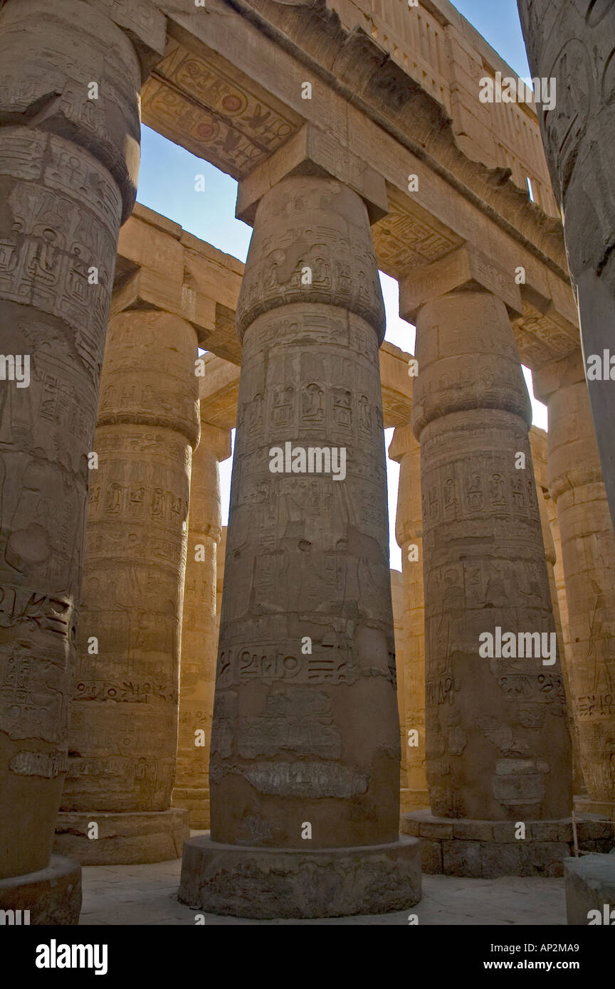 Enormous columns, Hypostyle Hall, Karnak Temple Complex, Luxor, Egypt ...