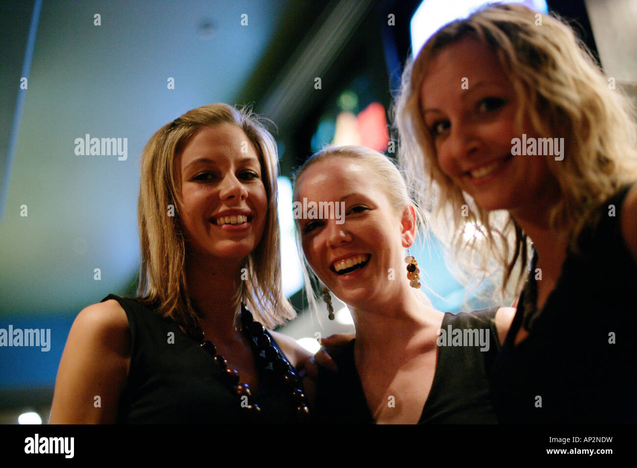 Three young waitresses in a pub, Saltlik, Banff, Alberta, Canada Stock ...