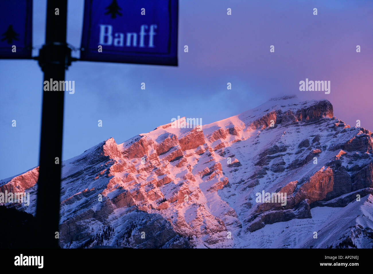 View from Banff town to the summit of Cascade Mountain, Banff, Alberta ...