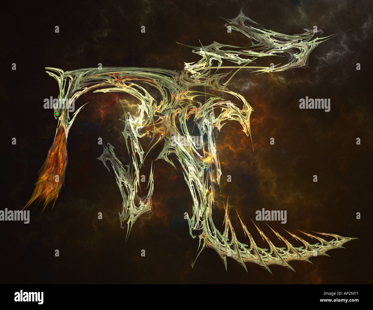 Fire-breathing fractal dragon Stock Photo - Alamy