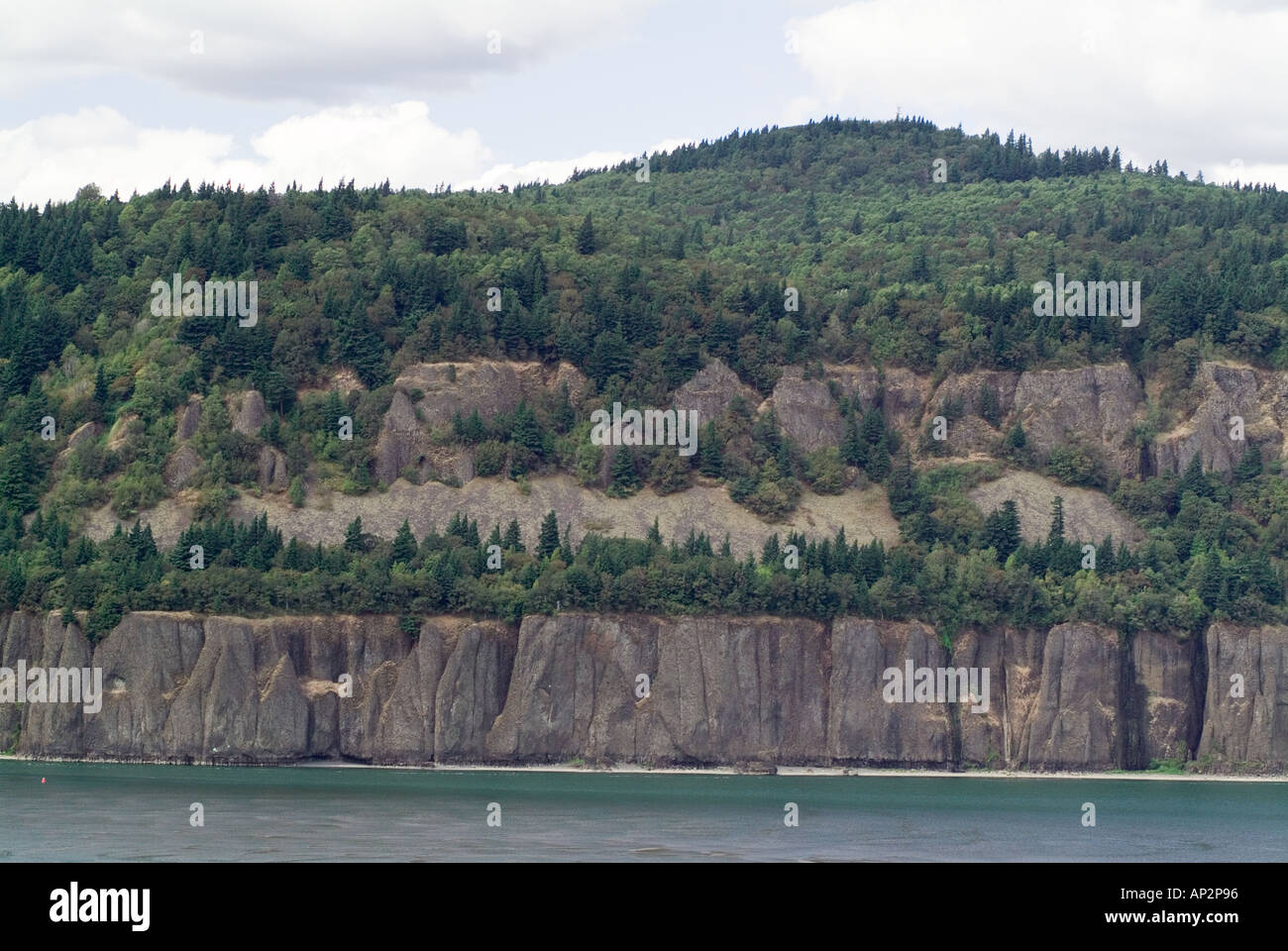 view of cliffs from from Bridal Veil across Columbia River Oregon ...