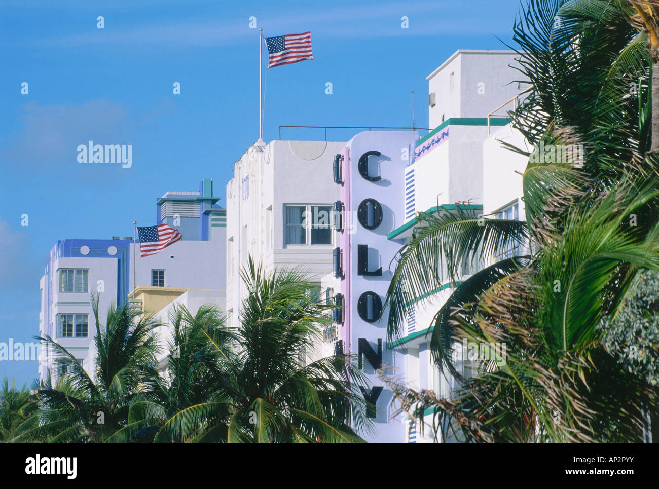Colony Hotel, Ocean Drive, South Beach, Miami, Florida, USA Stock Photo ...