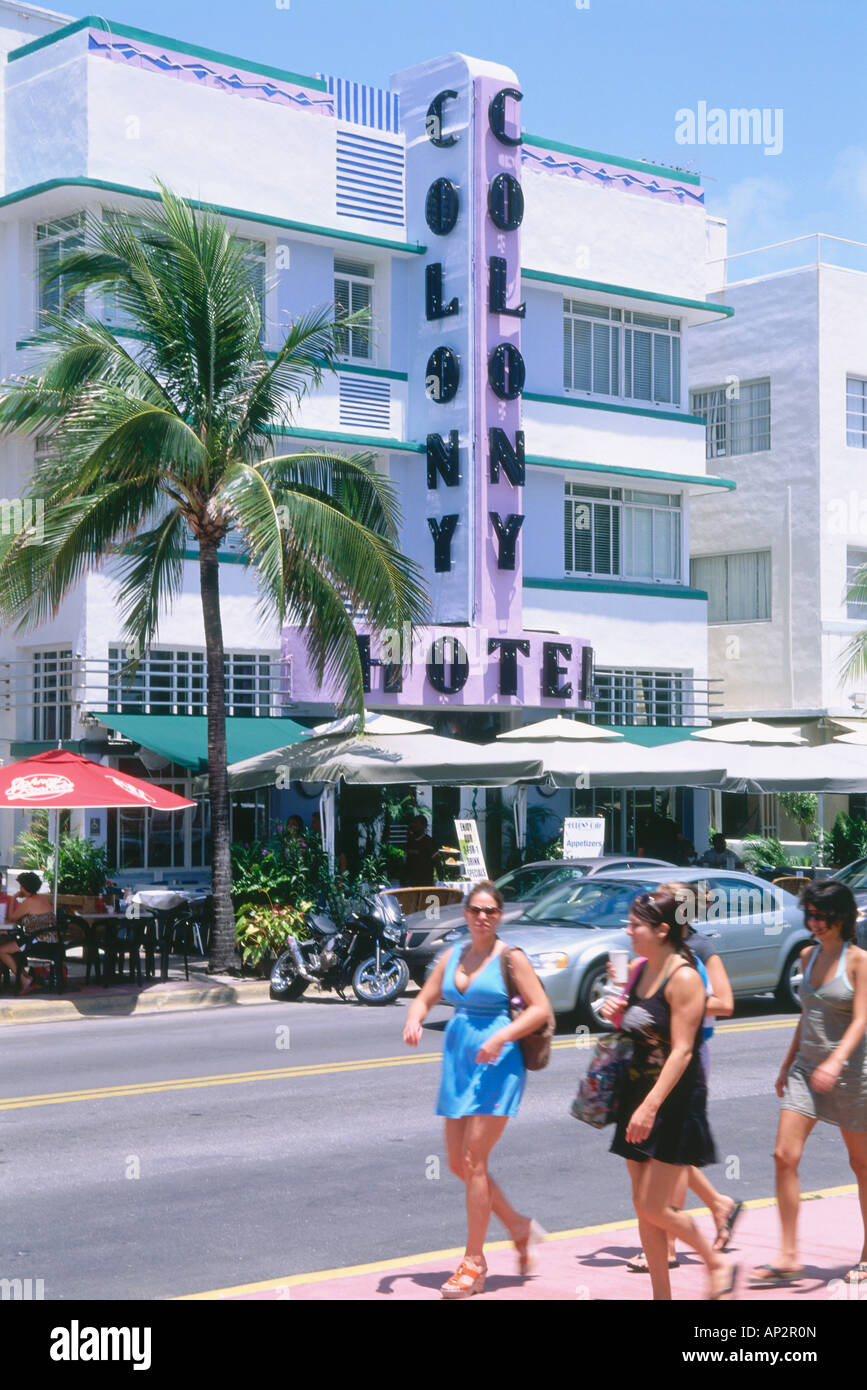Colony Hotel, Ocean Drive, South Beach, Miami, Florida, USA Stock Photo ...