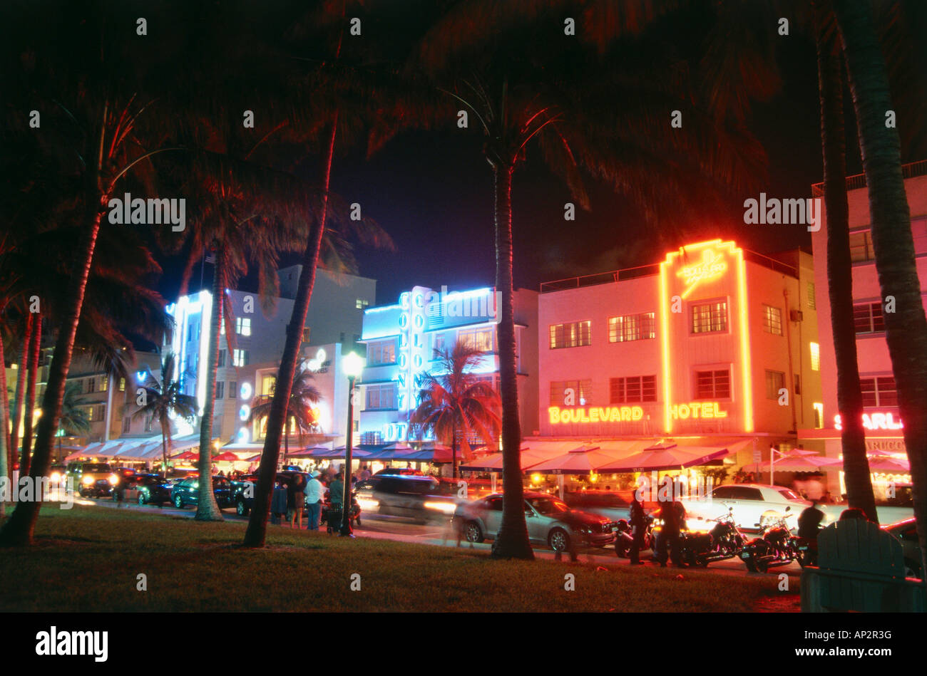 Ocean Drive at night, South Beach, Miami, Florida, USA Stock Photo - Alamy