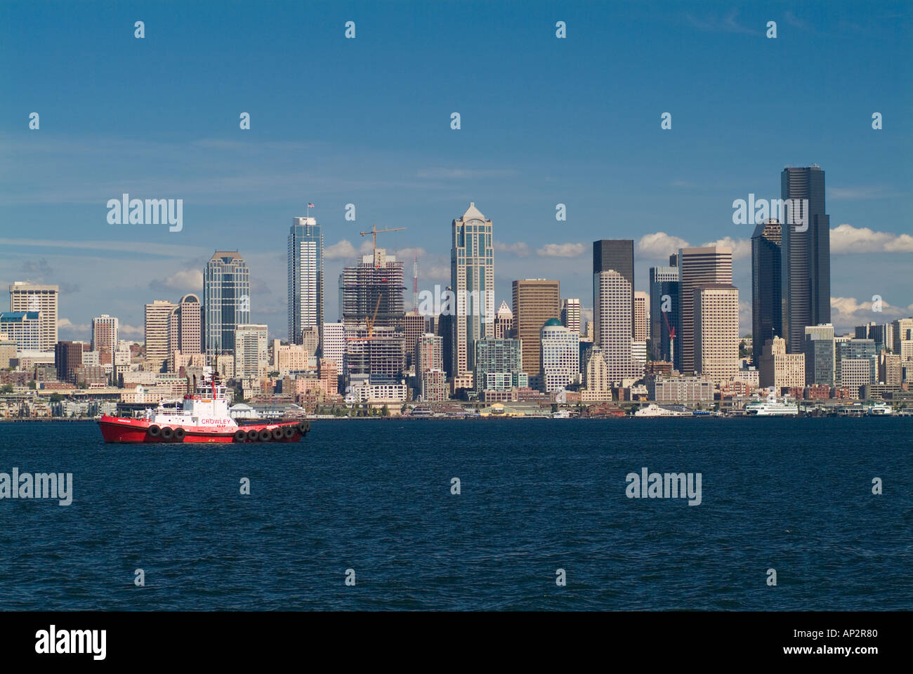 Seattle Washington State WA skyline buildings City Puget Sound Stock ...