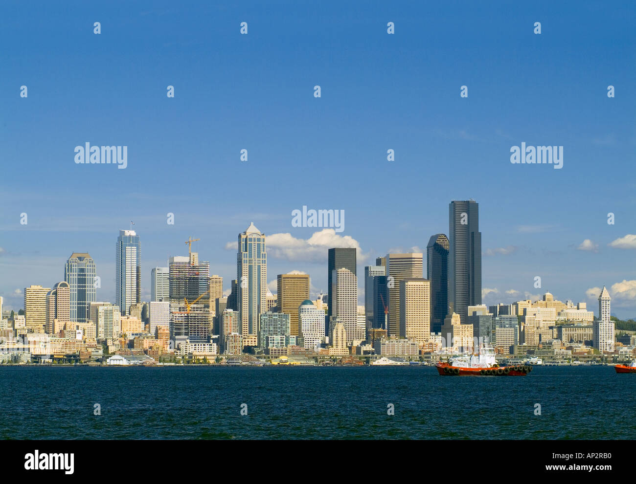 Seattle Washington State WA skyline buildings City Puget Sound Stock ...