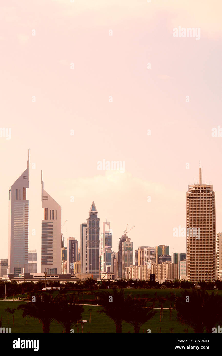 Sheikh Zayed Road and skyline, Dubai, United Arab Emirates, UAE Stock ...