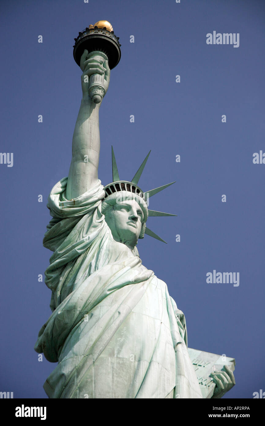 Close up statue liberty against blue sky hi-res stock photography and ...