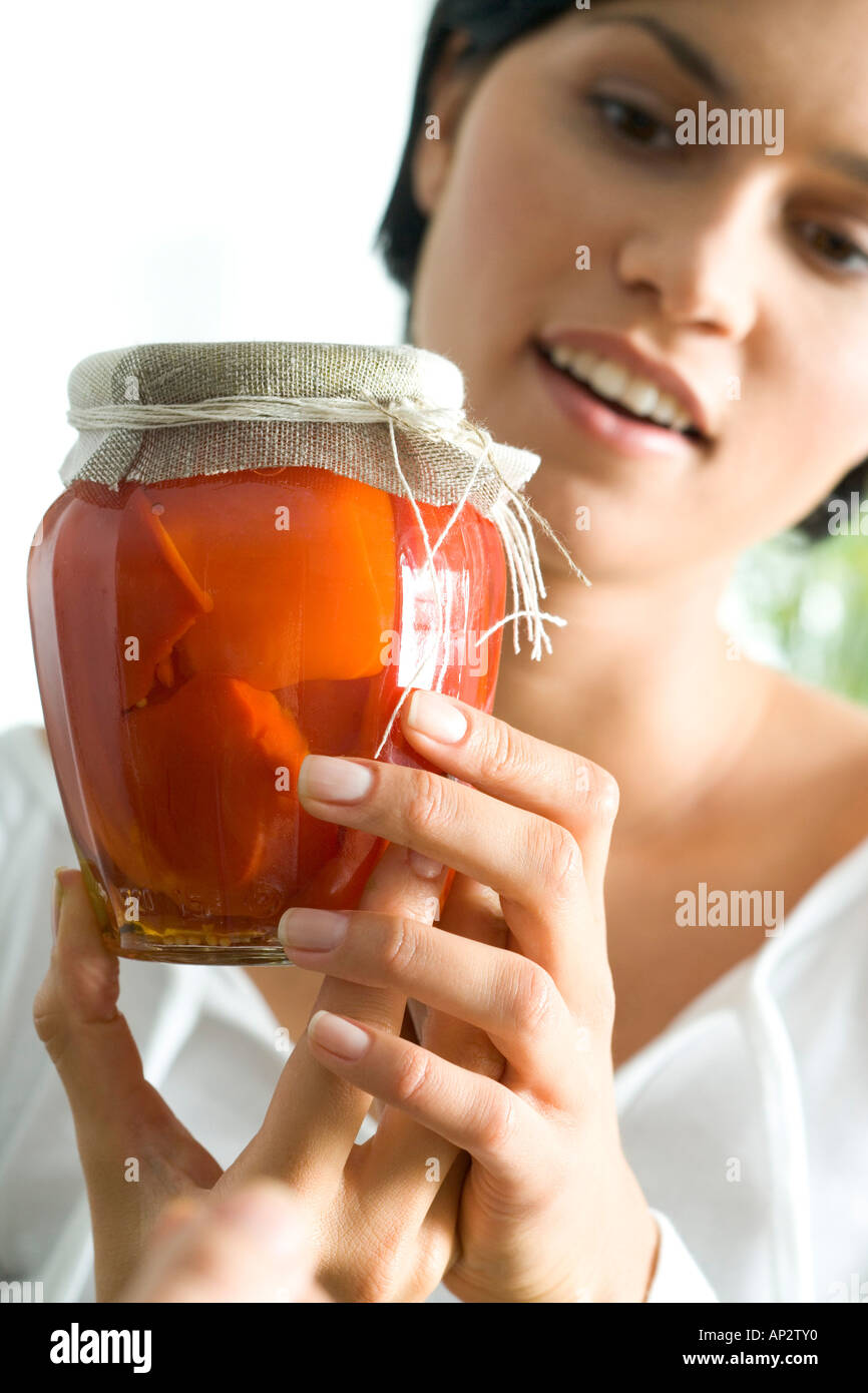 young woman making pickles Stock Photo - Alamy
