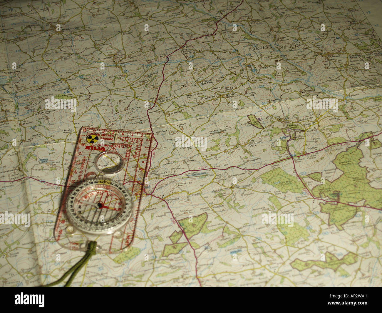 Map and compass Stock Photo - Alamy