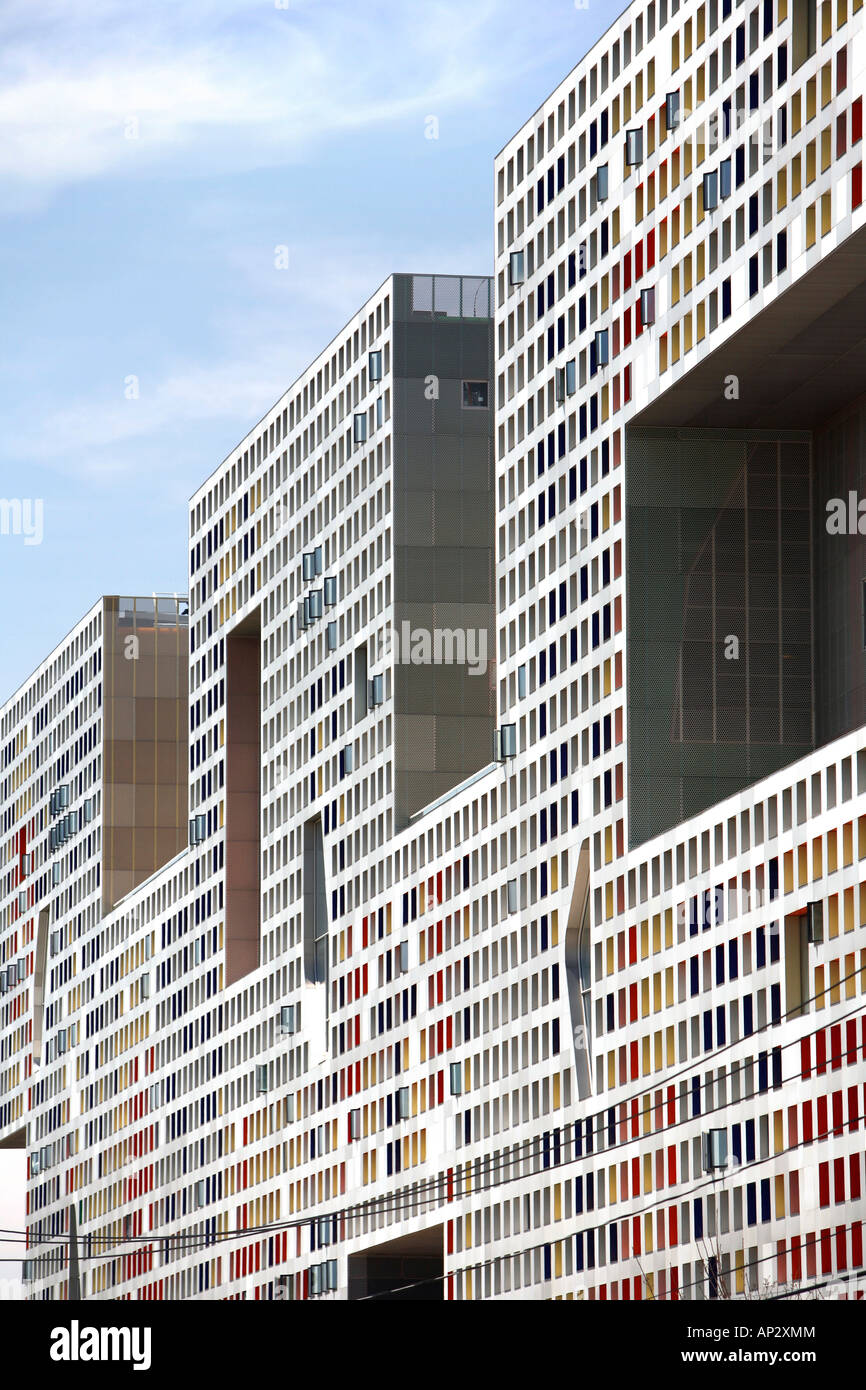 The modern facade of Simmons Hall, MIT, Cambridge, Massachusetts, USA ...