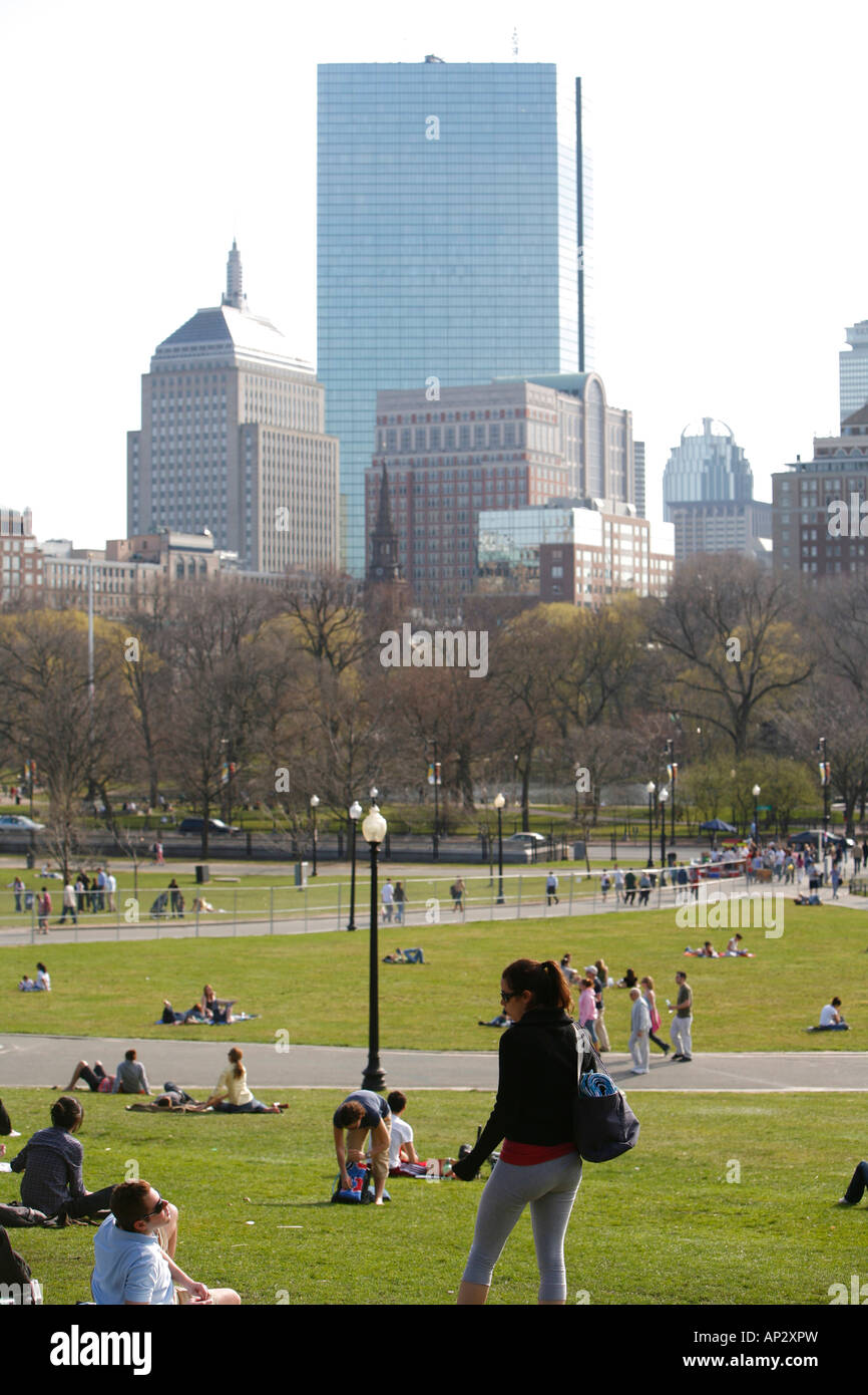 People resting on Boston Common, Boston, Massachusetts, USA Stock Photo ...