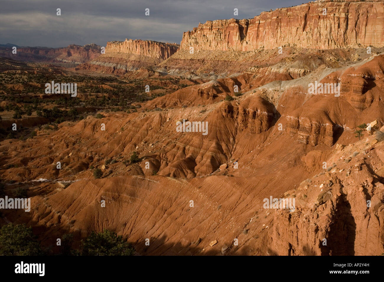 View of the extensive Waterpocket Fold in Capitol Reef National Park a ...