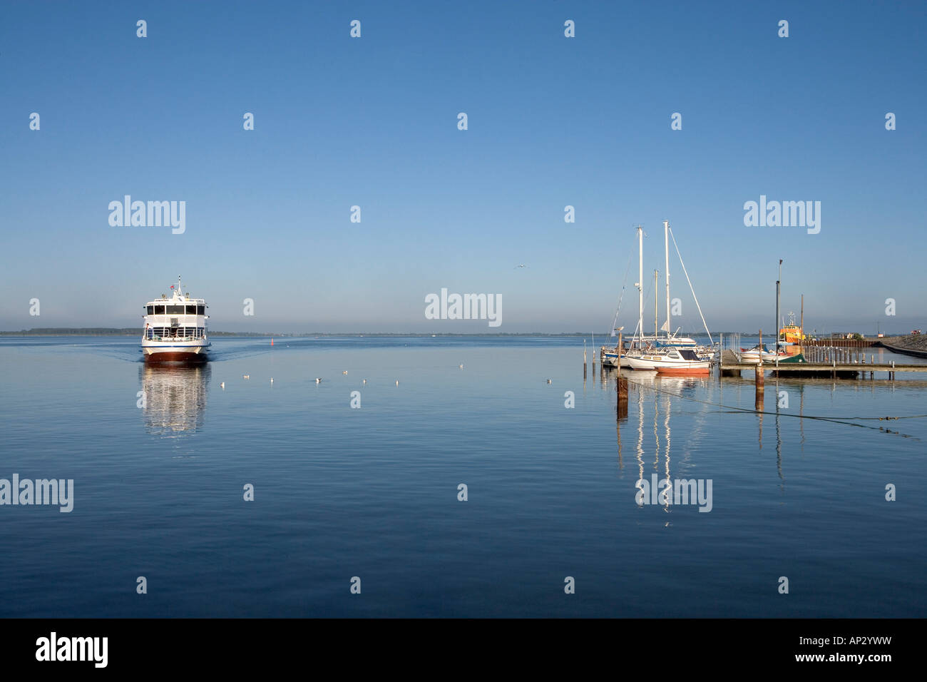 Ferry boat, Vitte, Hiddensee, Baltic Sea, Mecklenburg-Western Pomerania ...