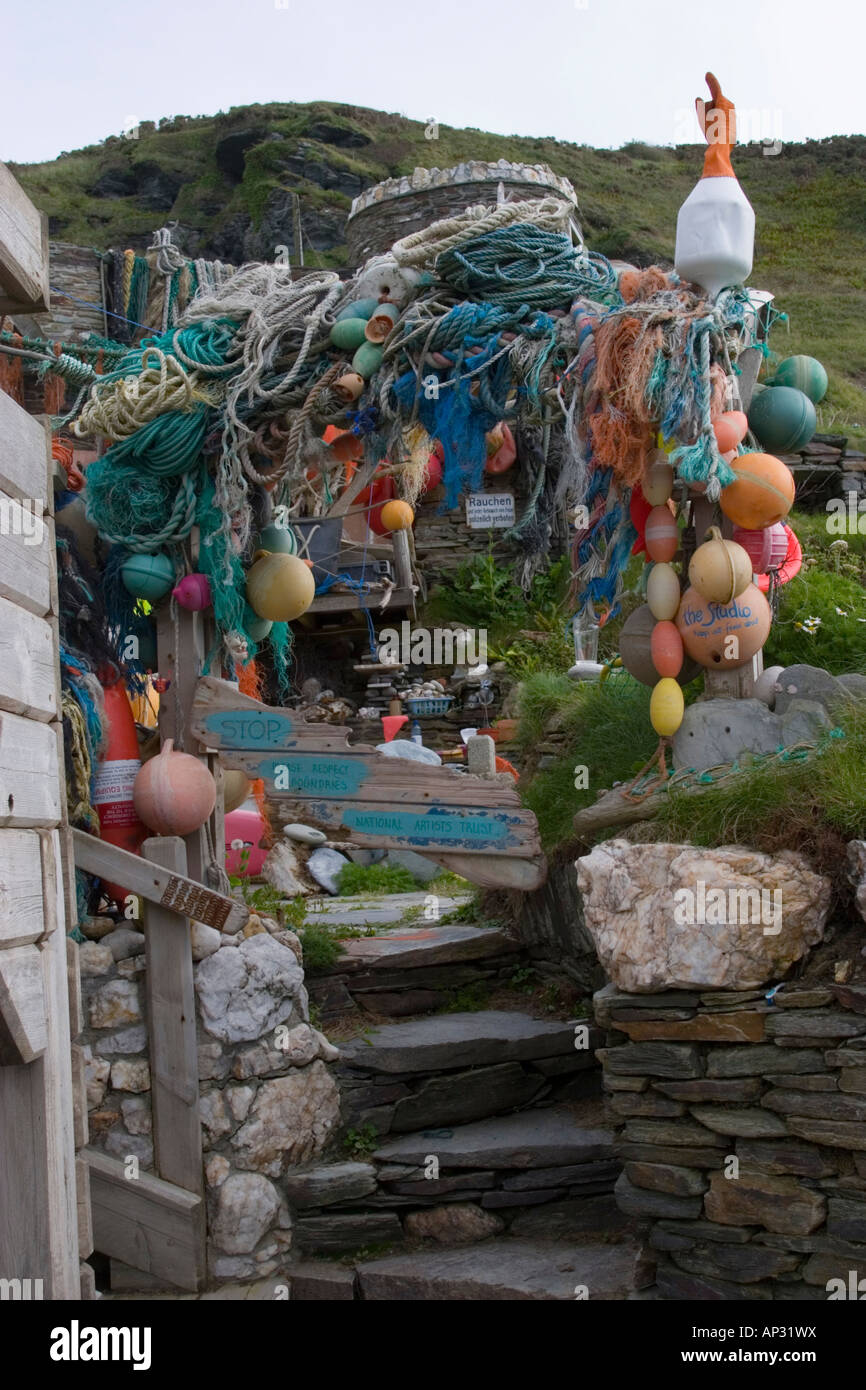 Beach art made from old fishing nets fishing buoys and plastic ...