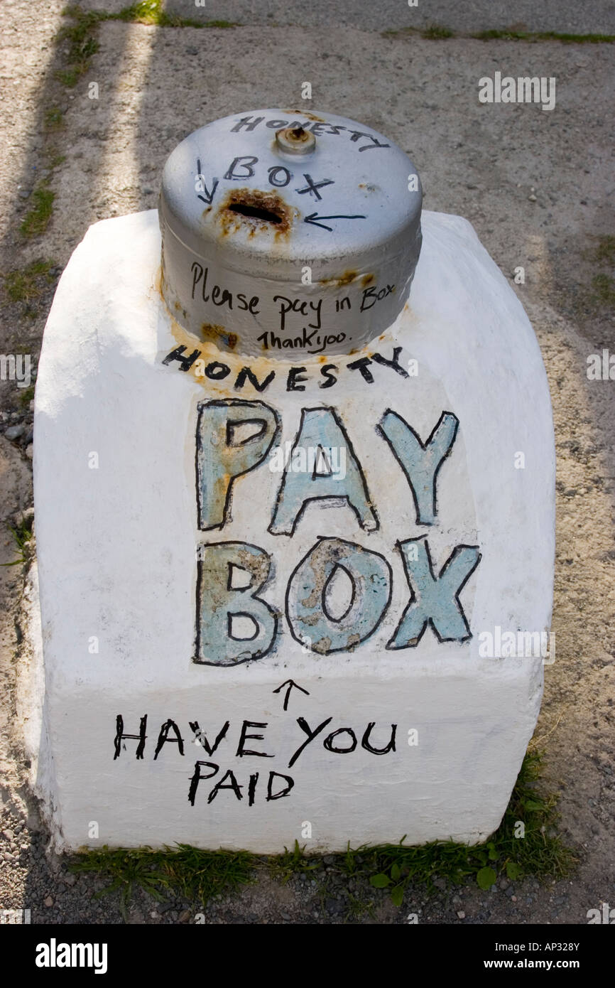 Honesty payment box at an out of hours car park Stock Photo - Alamy