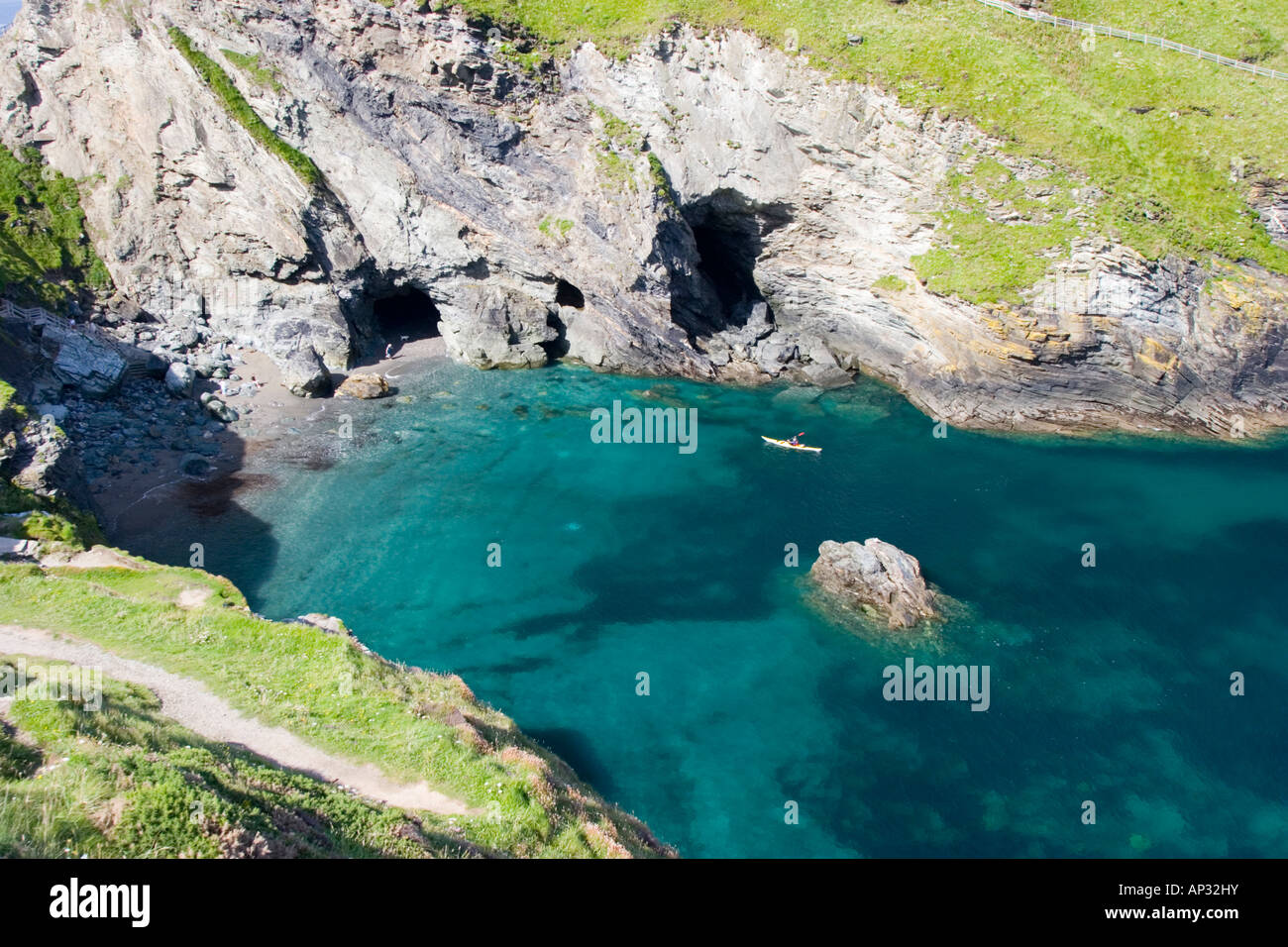 Merlin s Cave on the beach underneath the castle in Tintagel North ...