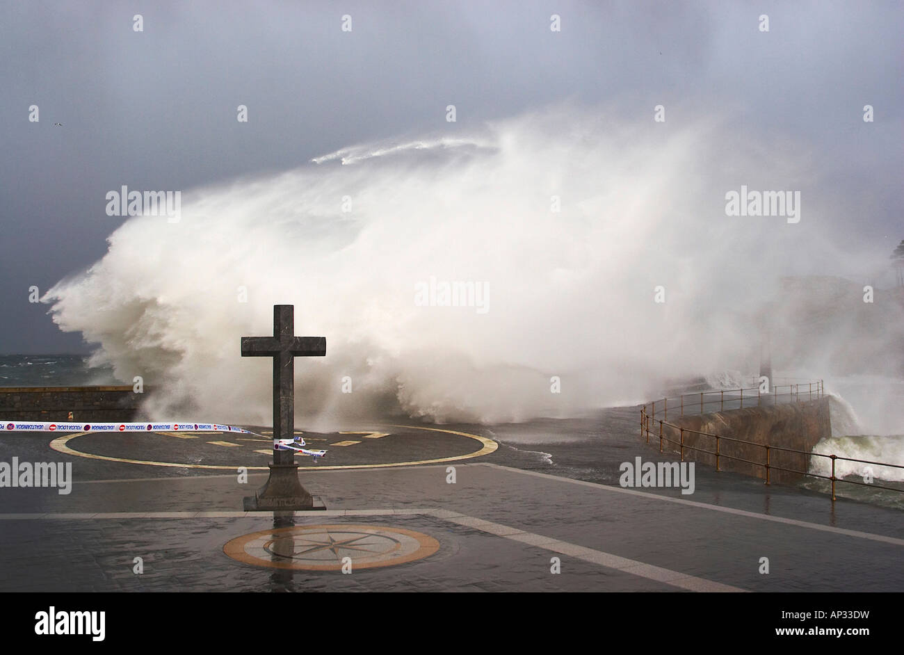 Coast with big wave, wind wave, from gale winds, Lekeitio, Lequeitio ...
